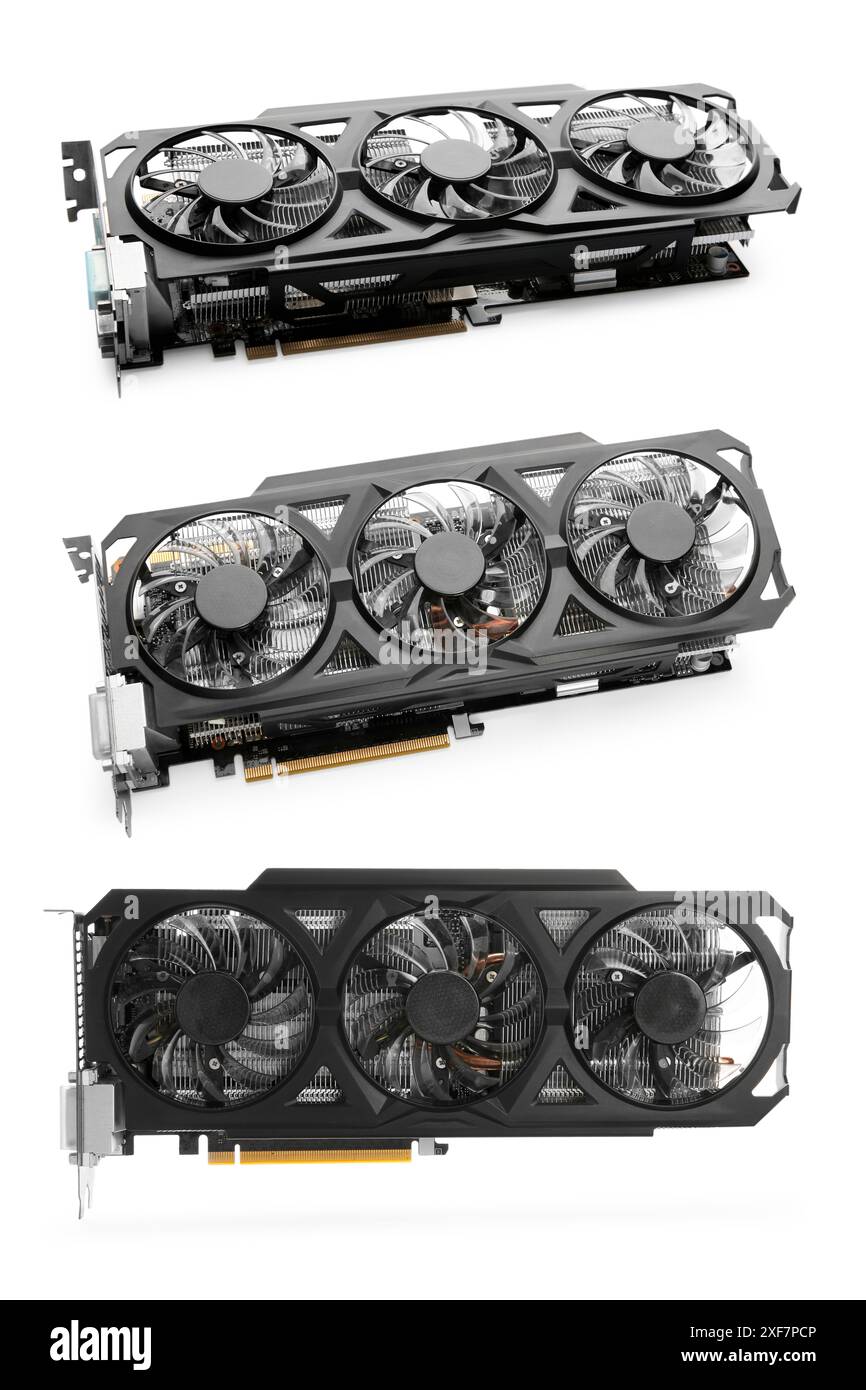 Modern graphics card isolated on white, collage Stock Photo - Alamy