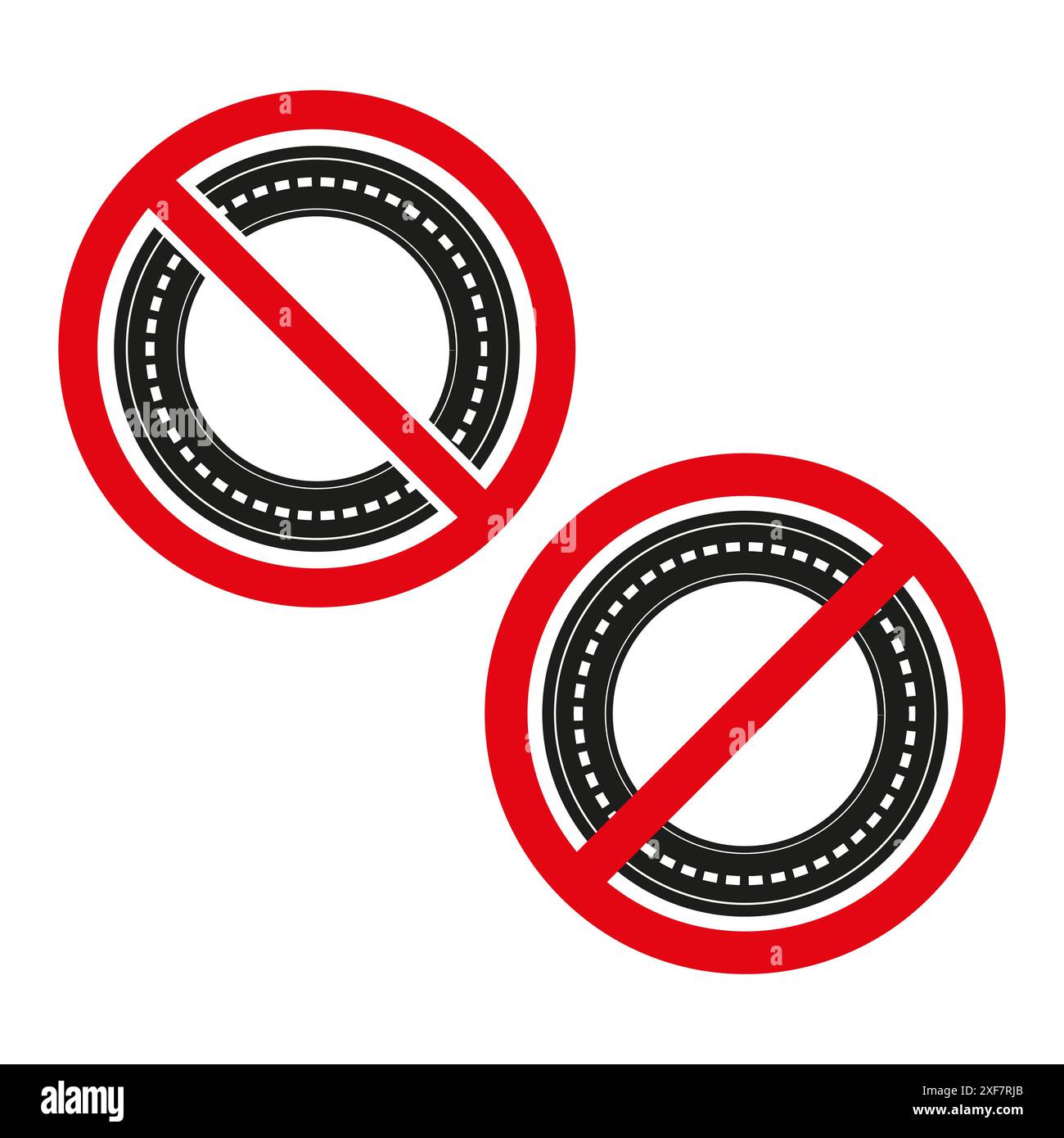 No roundabout signs. Red vector icons. Traffic prohibition symbols ...