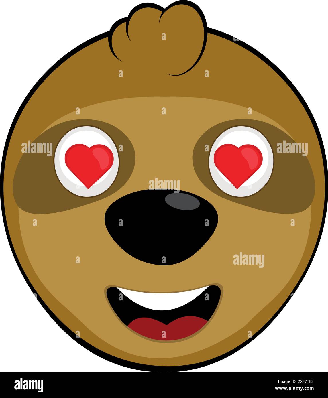 vector illustration face bear sloth character animal cartoon, in love ...