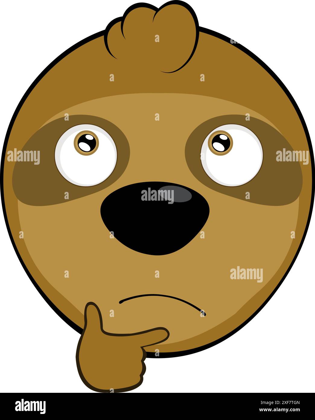 vector illustration face bear sloth character animal cartoon, with a thinking or doubting ...
