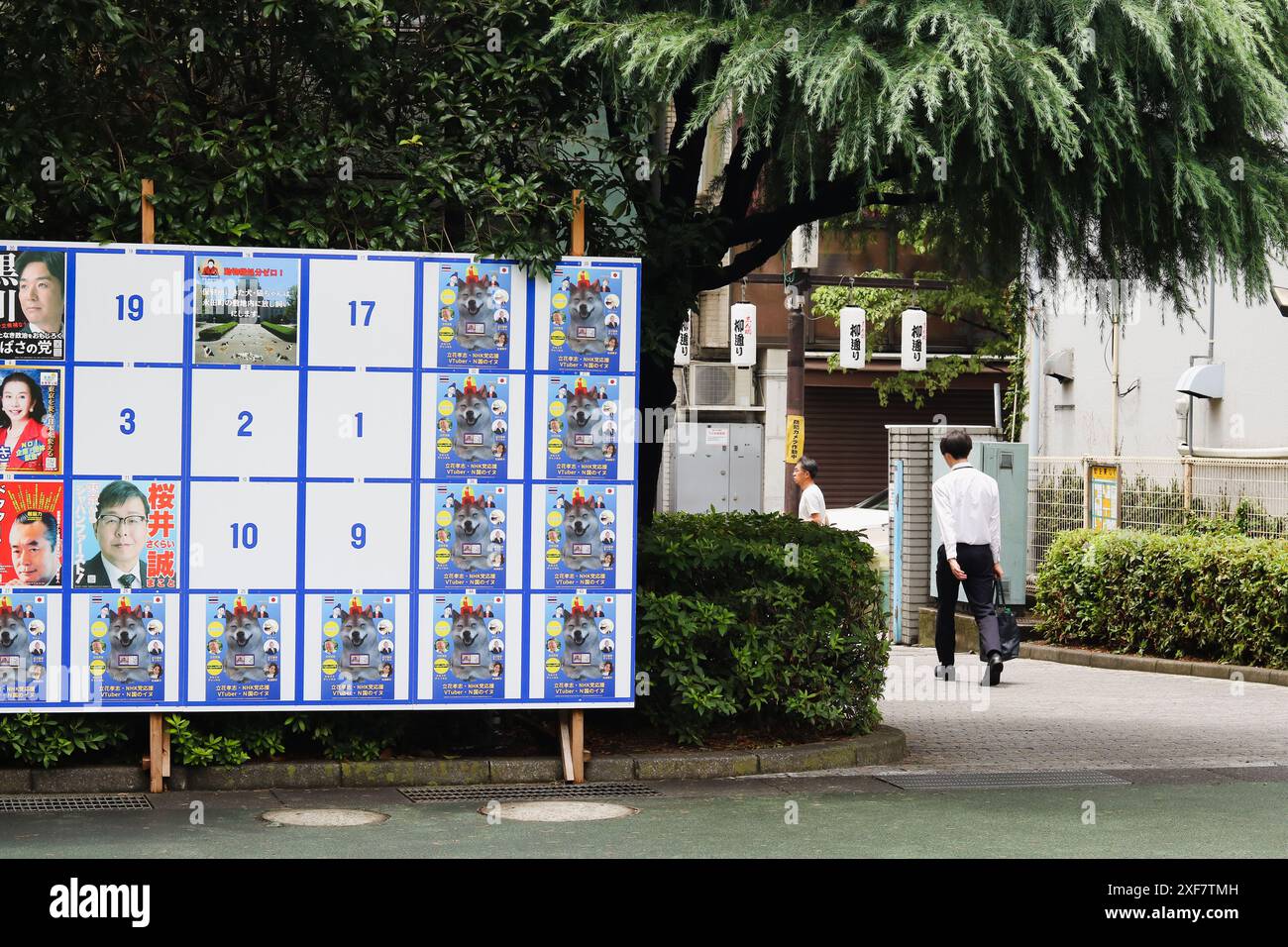 TOKYO, JAPAN - June 23, 2024: Detail of an official election poster ...