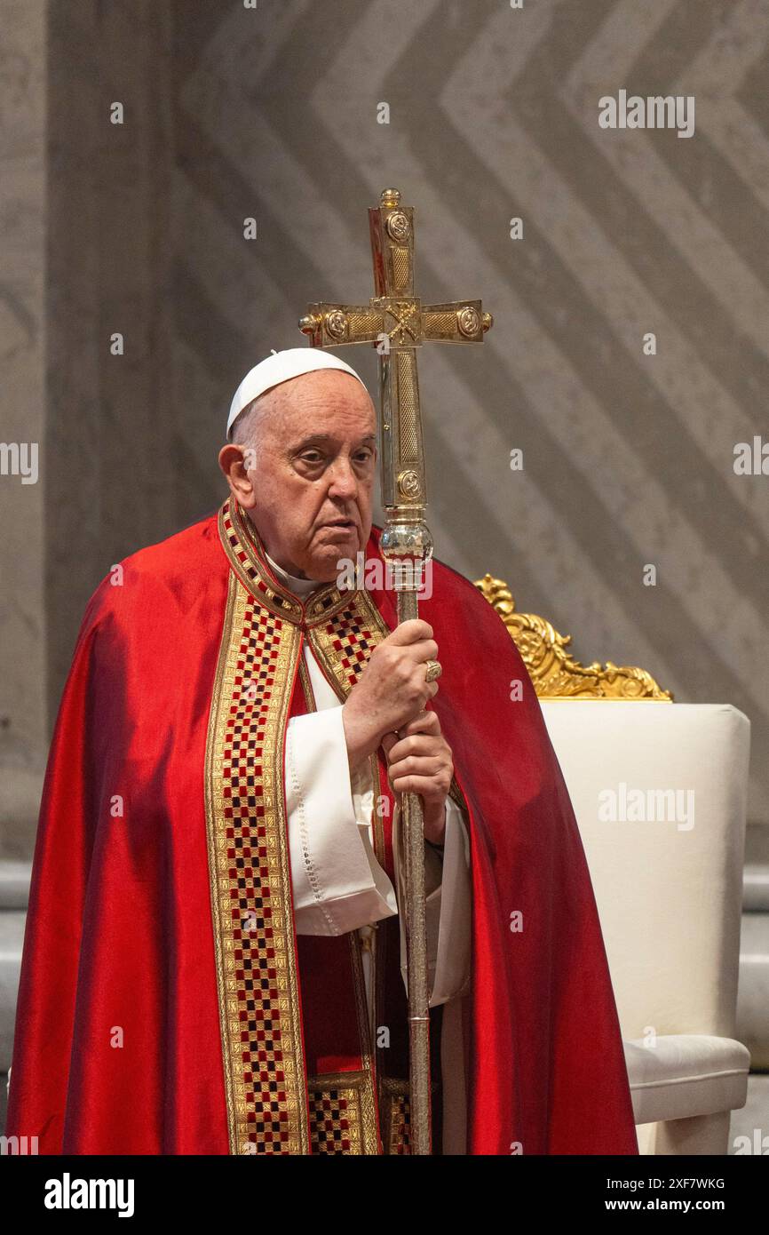 Vatican City, Vatican. 29th June, 2024. Pope Francis holds his pastoral ...