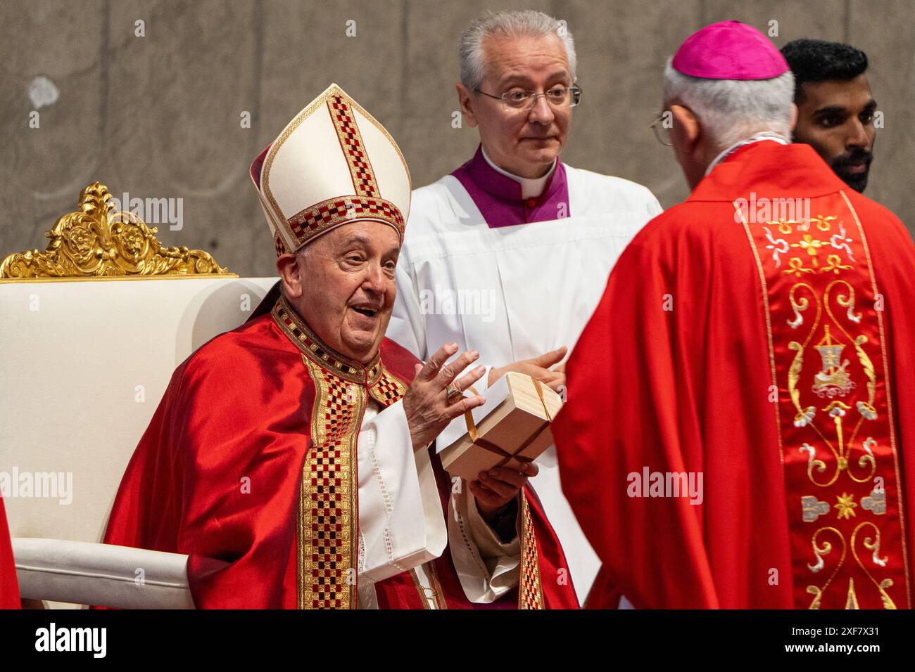 Vatican City, Vatican. 29th June, 2024. Pope Francis bestows the ...