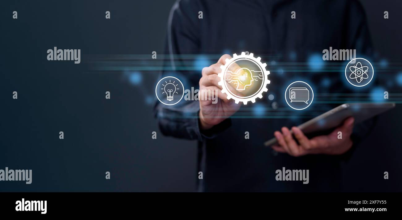 Human connection and artificial intelligence (Ai) concept, generate ...