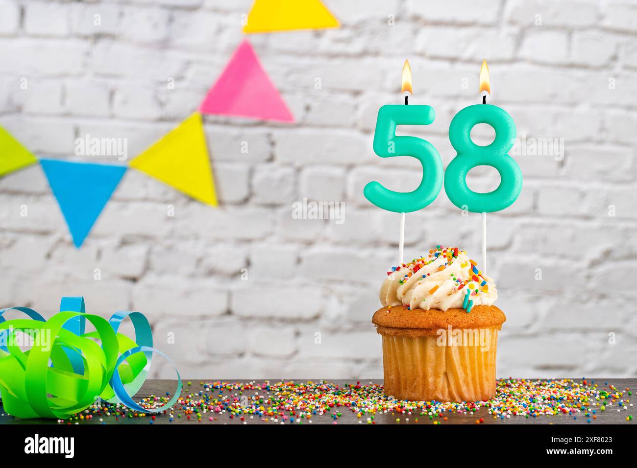 Birthday candle number 58 flame hi-res stock photography and images - Alamy