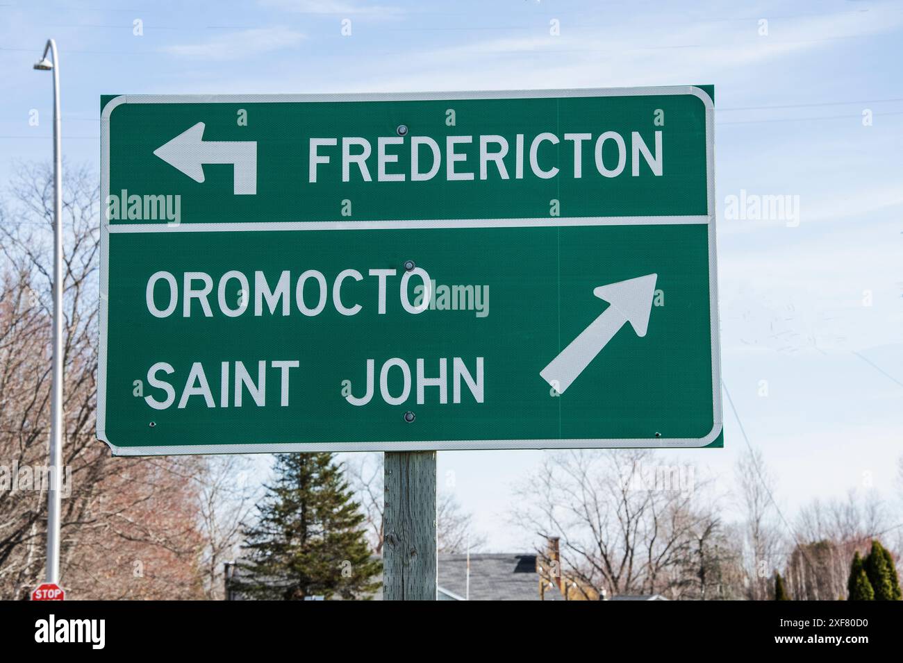 Highway sign on Miramichi Road in Oromocto, New Brunswick, Canada Stock ...