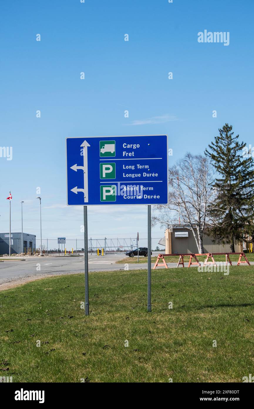 Directional sign at the Fredericton International Airport in Lincoln ...