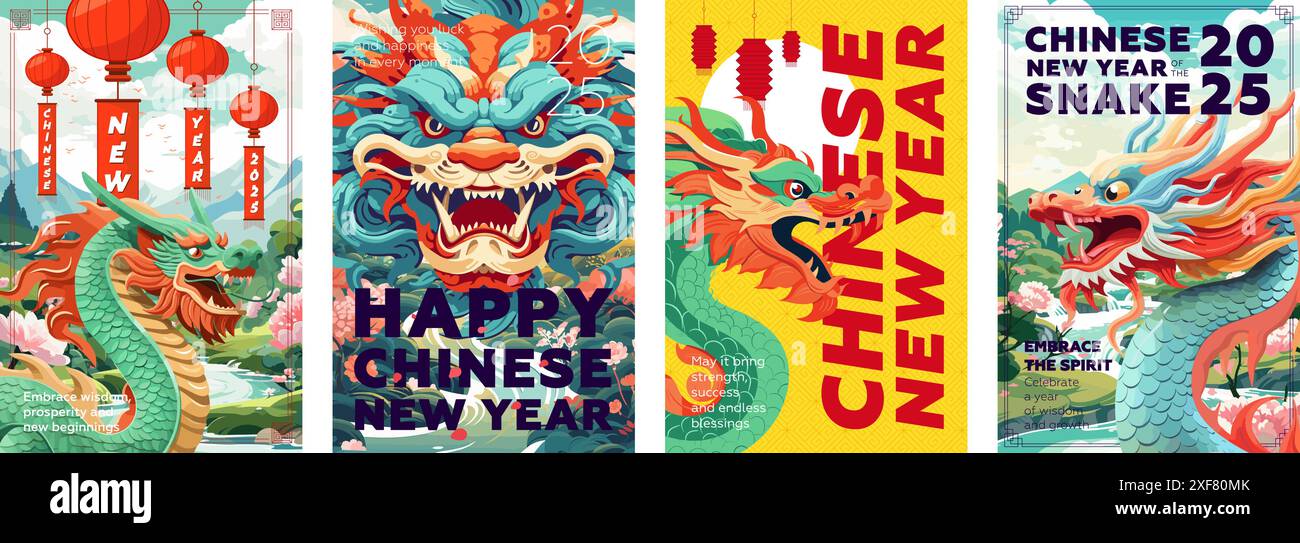 Chinese New Year of the Snake poster. Asian culture 2025 festivity ...