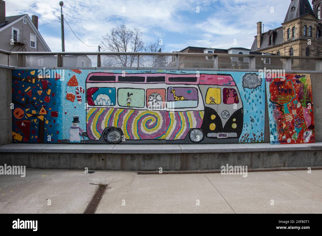 Magic bus mural at the Beaverbrook Art Gallery on Queen Street in ...