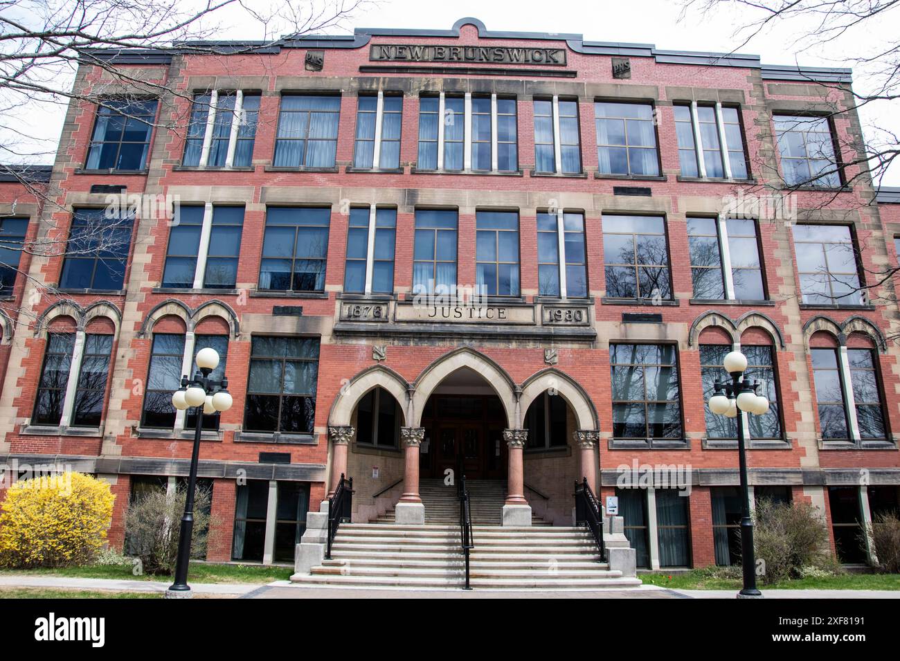 Historic provincial justice building on Queen Street in downtown Fredericton, New Brunswick ...