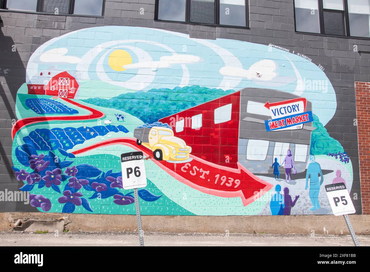 Victory Meat Market mural on King Street in downtown Fredericton, New ...