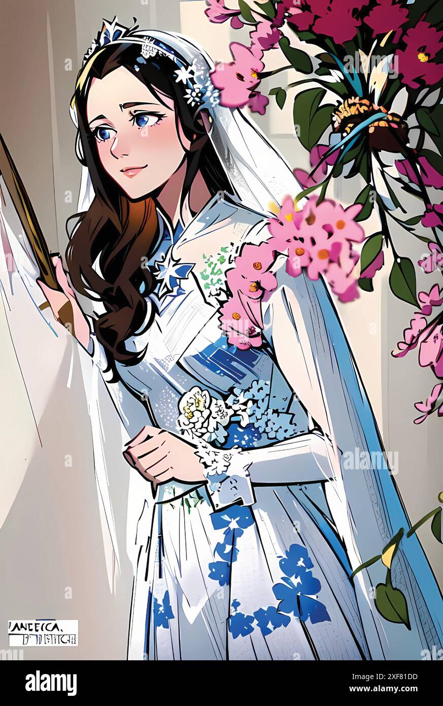 lofi girl illustration young woman looking in the distance cartoon ...