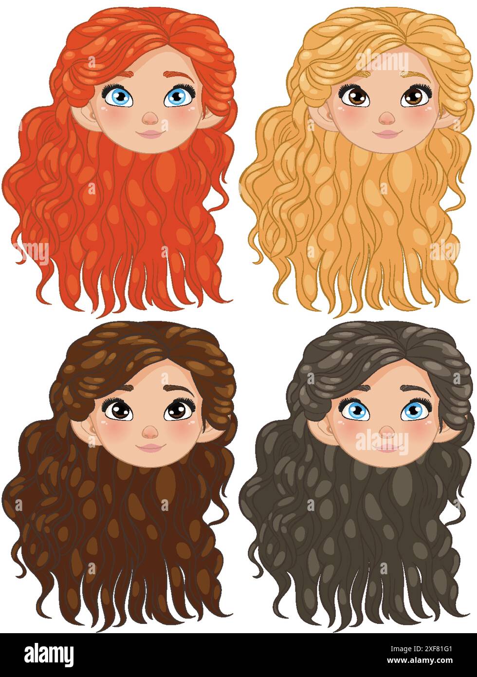 Four cartoon heads with different hair colors Stock Vector Image & Art ...