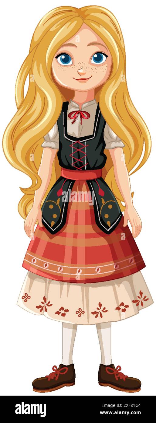 Blonde girl in traditional folk attire Stock Vector Image & Art - Alamy