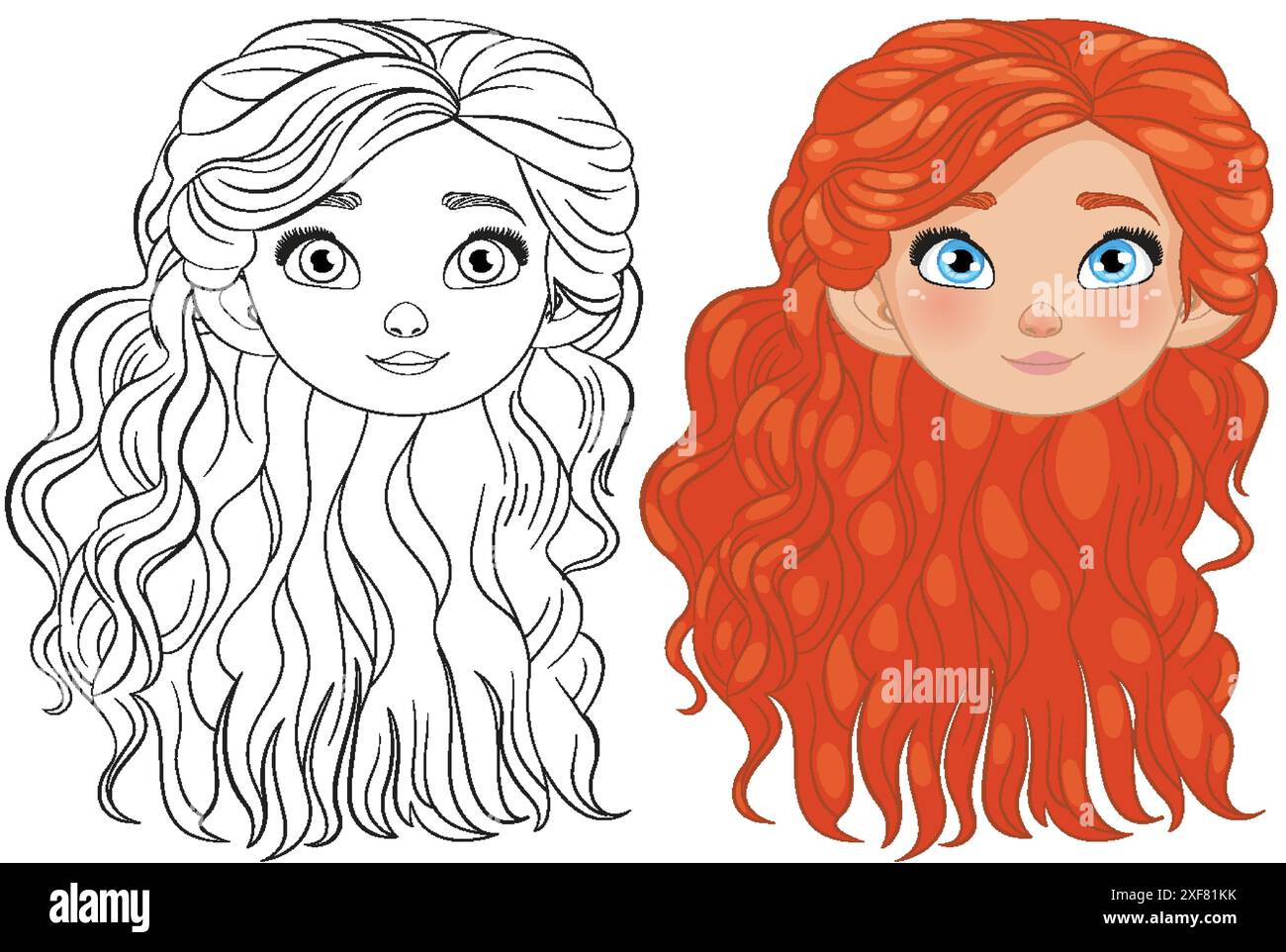 Vector illustration of a girl with red hair Stock Vector Image & Art ...
