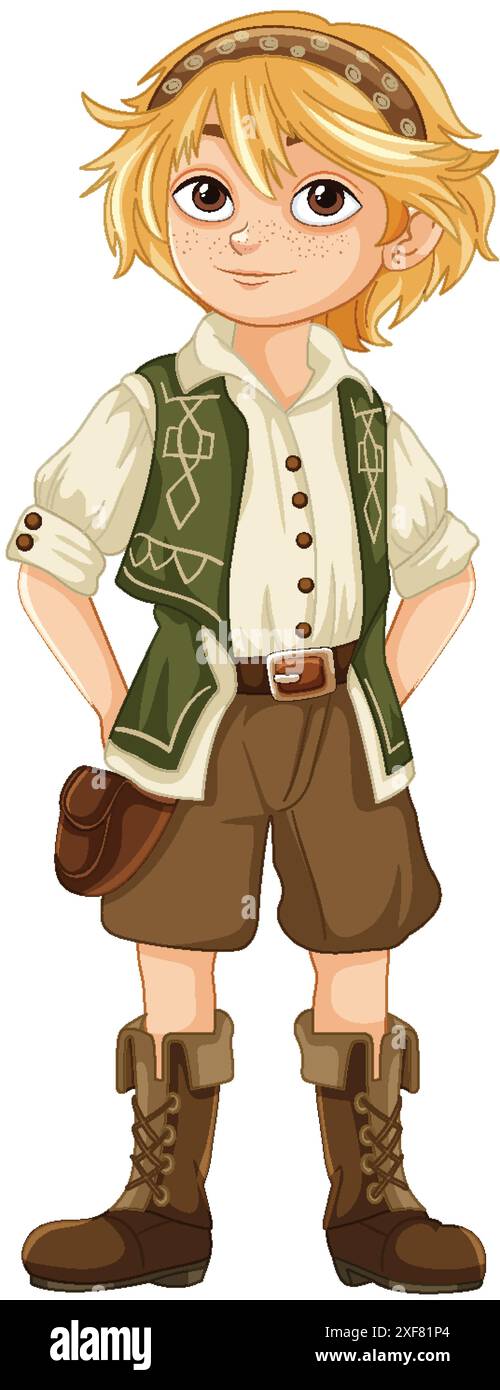 Blonde boy in traditional adventure attire Stock Vector Image & Art - Alamy