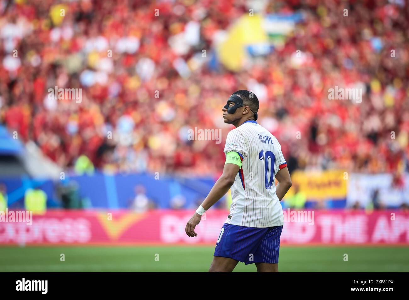 Duesseldorf. 1st July, 2024. Kylian Mbappe of France reacts during the ...