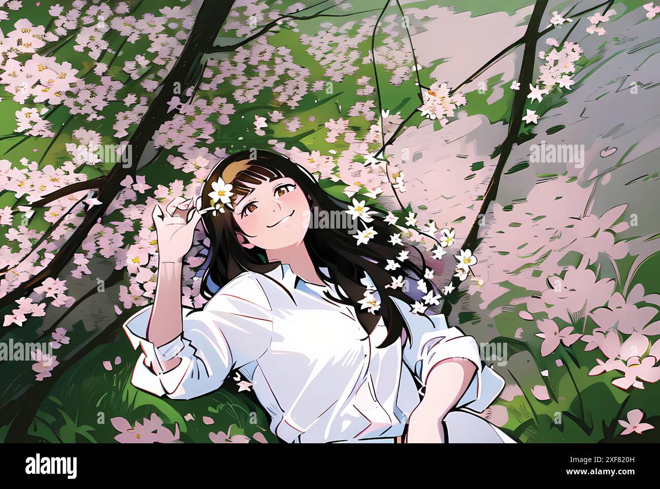 lofi girl illustration young woman looking in the distance cartoon ...
