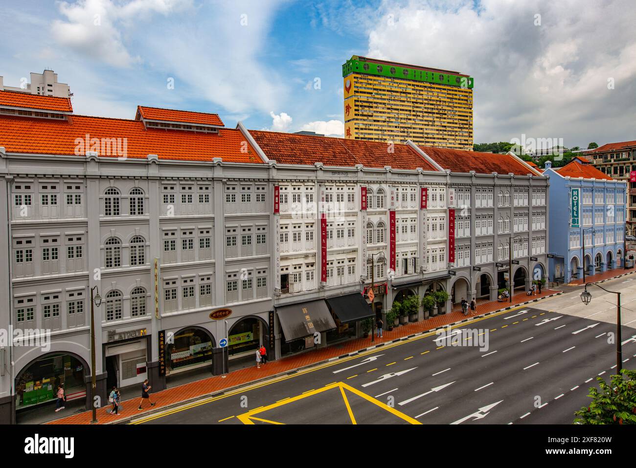 July 2024. Landmarks diagonal view at Chinatown buildings, a popular ...