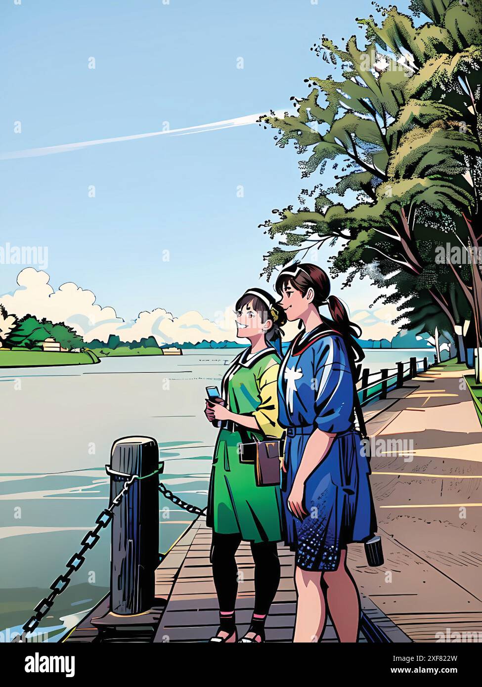 lofi girl illustration young woman looking in the distance cartoon ...