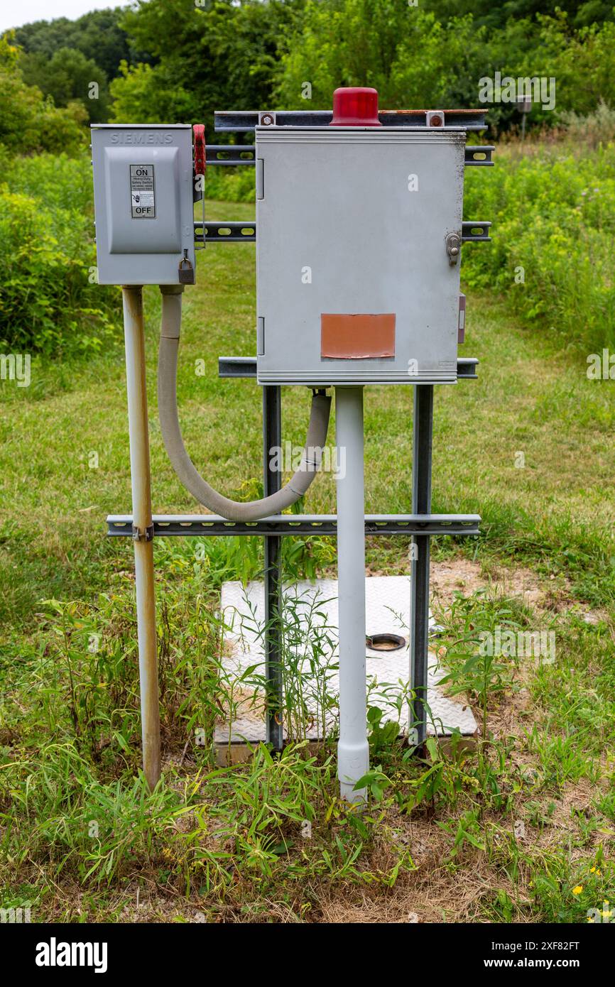 A Hoffman power distribution box with a Siemens heavy duty safety ...