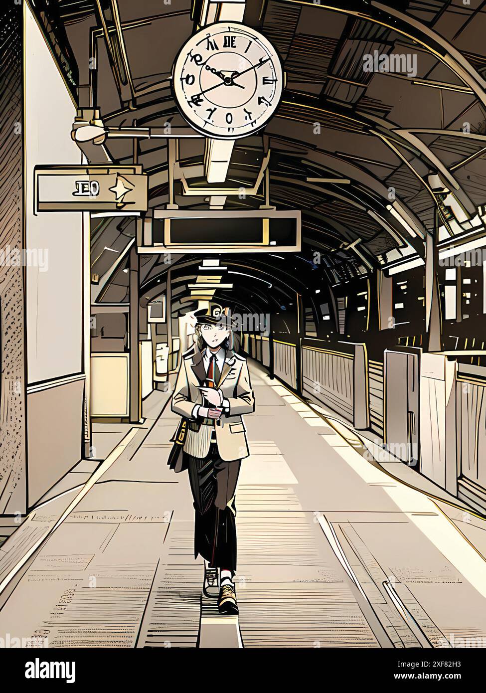 lofi girl illustration young woman looking in the distance cartoon ...