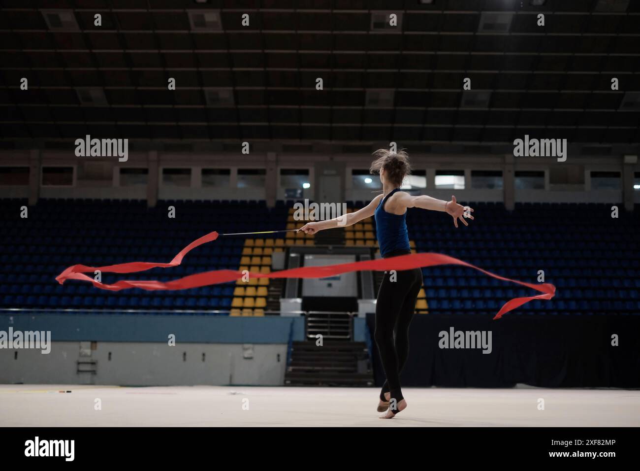 The Ukrainian rhythmic gymnastics team members practice ahead of the ...