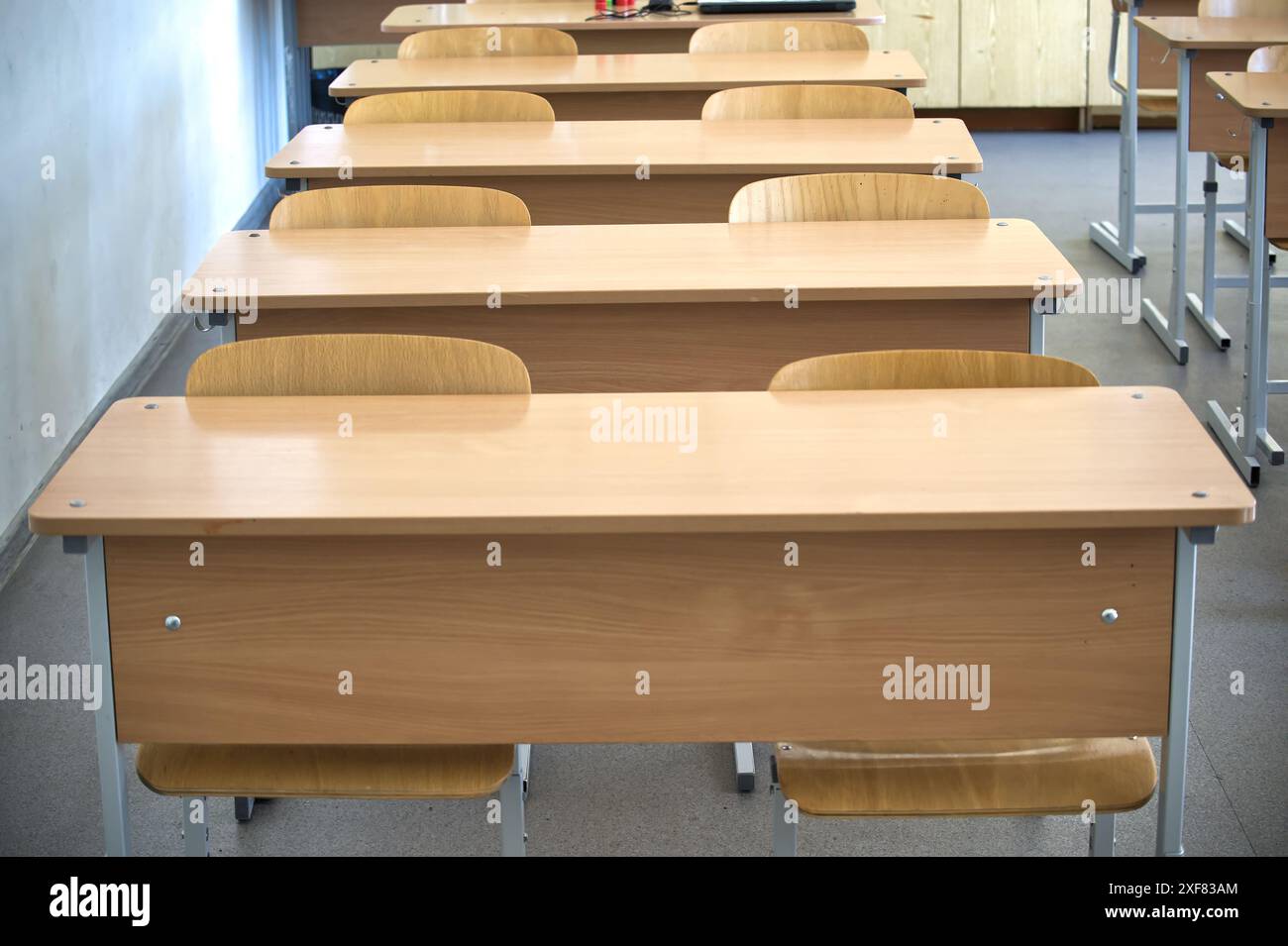 Classroom desks rows hi-res stock photography and images - Alamy