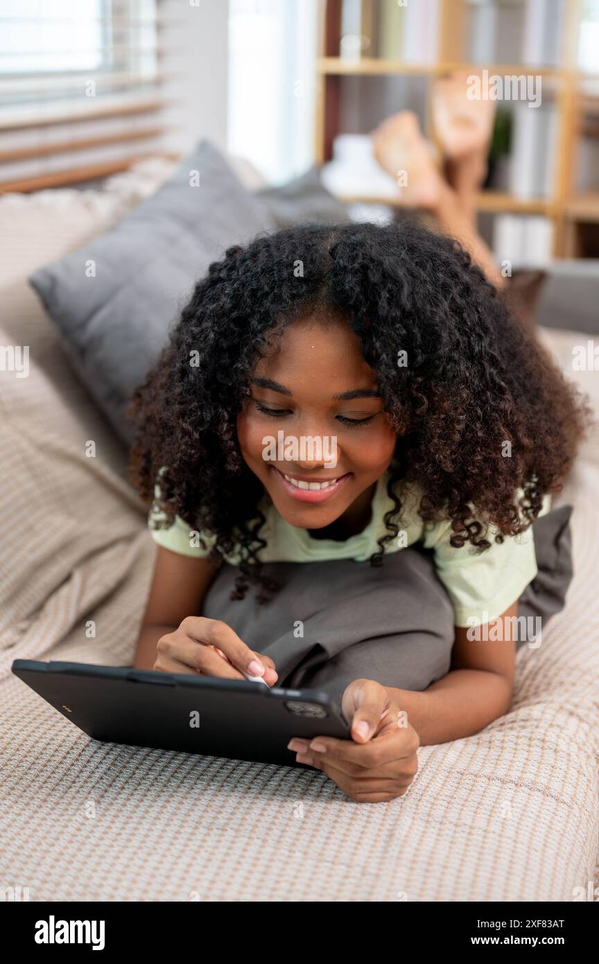 Pretty african american businesswoman using hi-res stock photography ...
