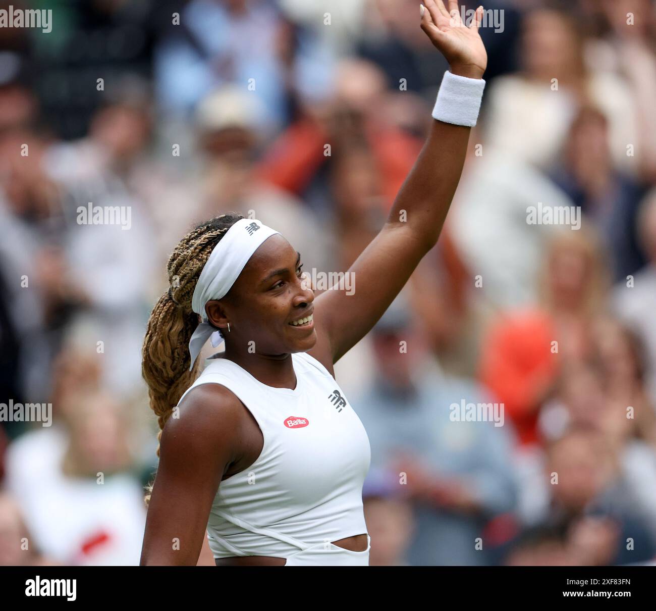 London, Britain. 1st July, 2024. Coco Gauff celebrates after winning ...