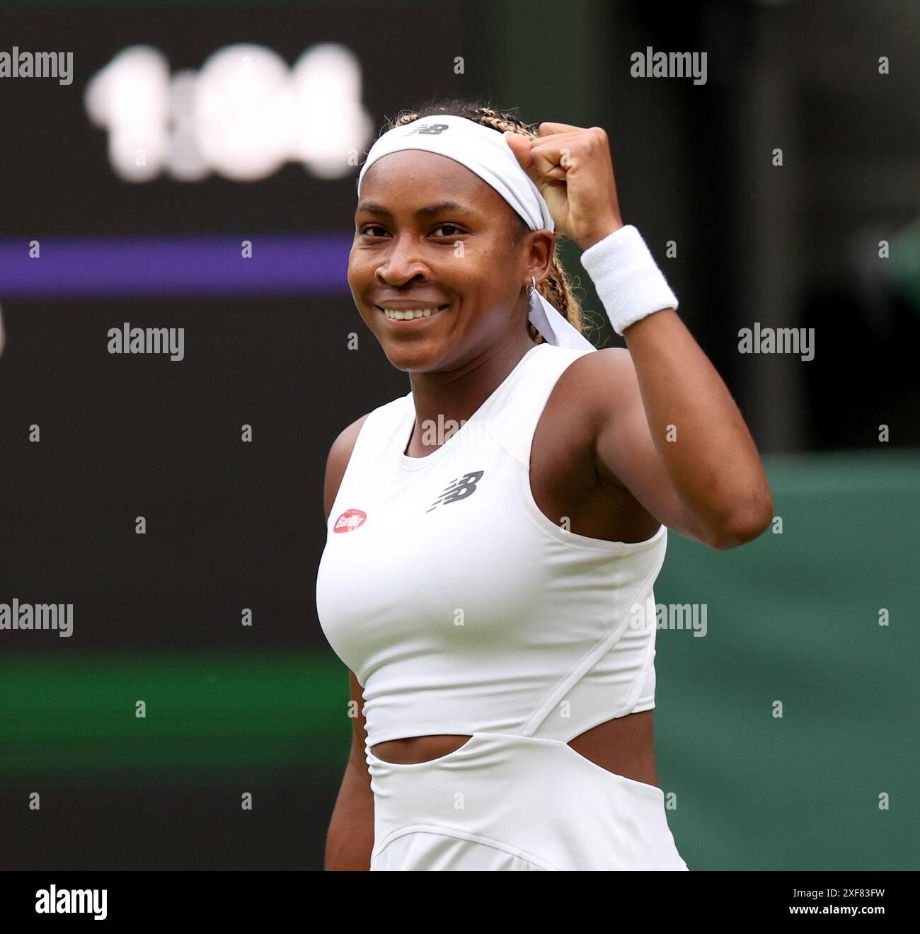 London, Britain. 1st July, 2024. Coco Gauff celebrates after winning ...
