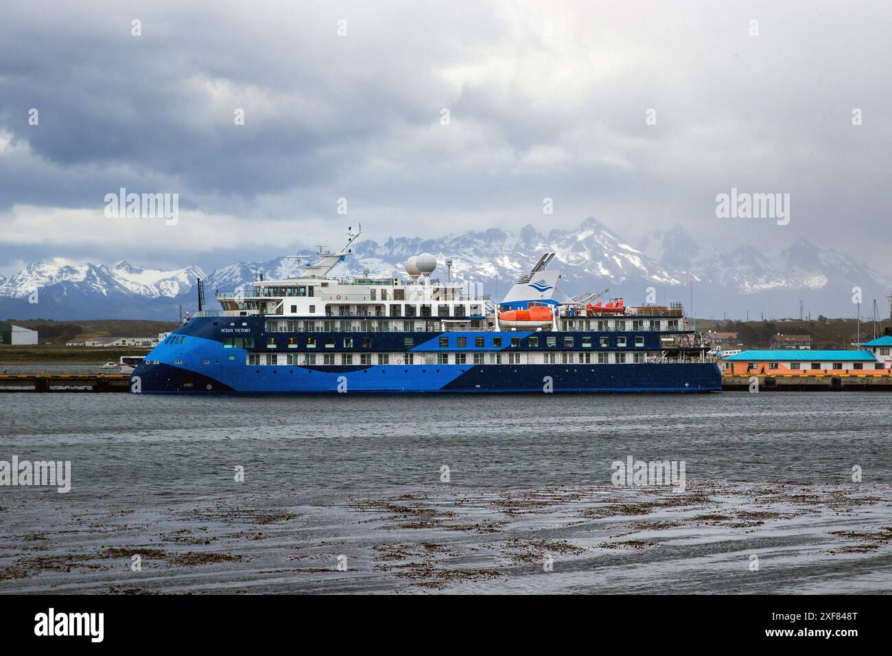 The expedition cruise ship Ocean Victory berthed in the harbour at ...