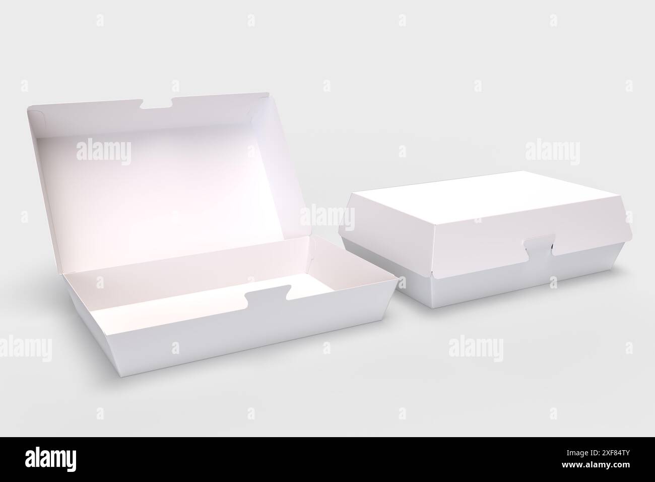 Rectangle white burger box mockup isolated on white Stock Photo - Alamy