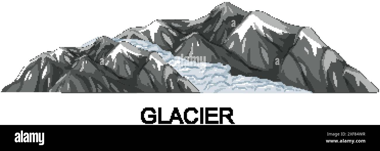 Snow-capped mountains with flowing glacier Stock Vector Image & Art - Alamy