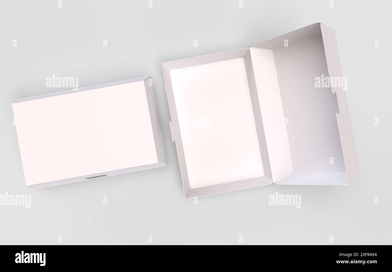 Rectangle white burger box mockup isolated on white Stock Photo - Alamy