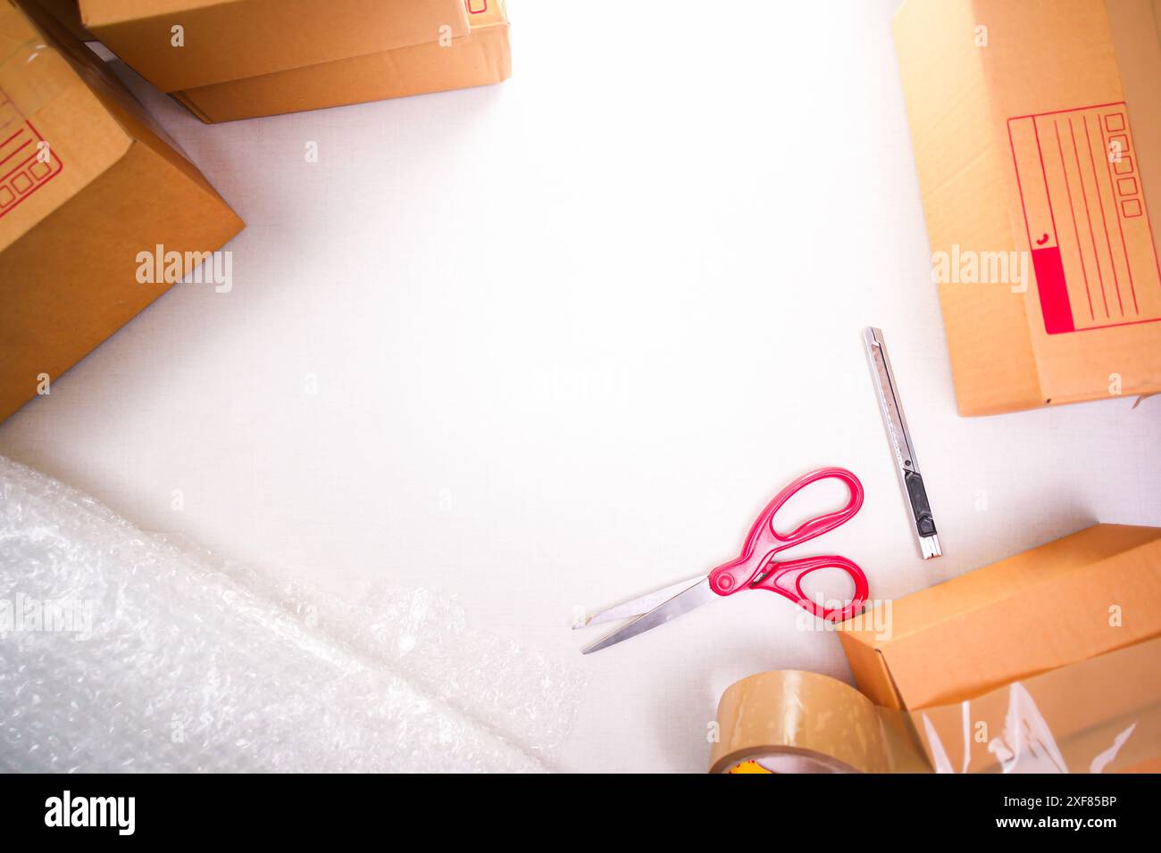 Goods delivery concept , cardboard boxes and product packaging ...