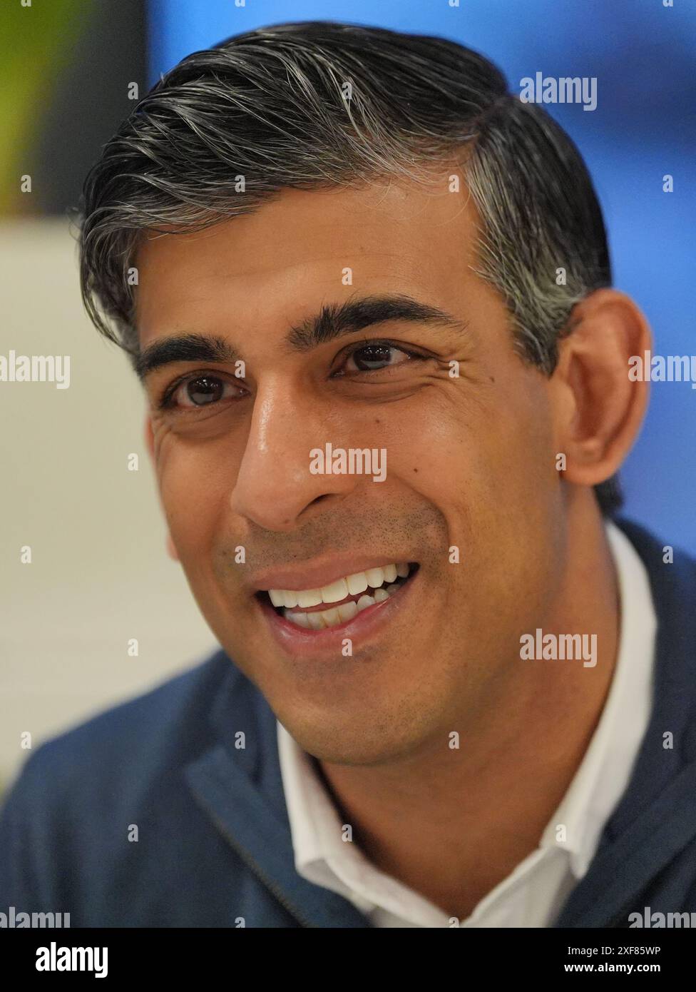 Prime Minister Rishi Sunak during a visit to an Ocado distribution ...