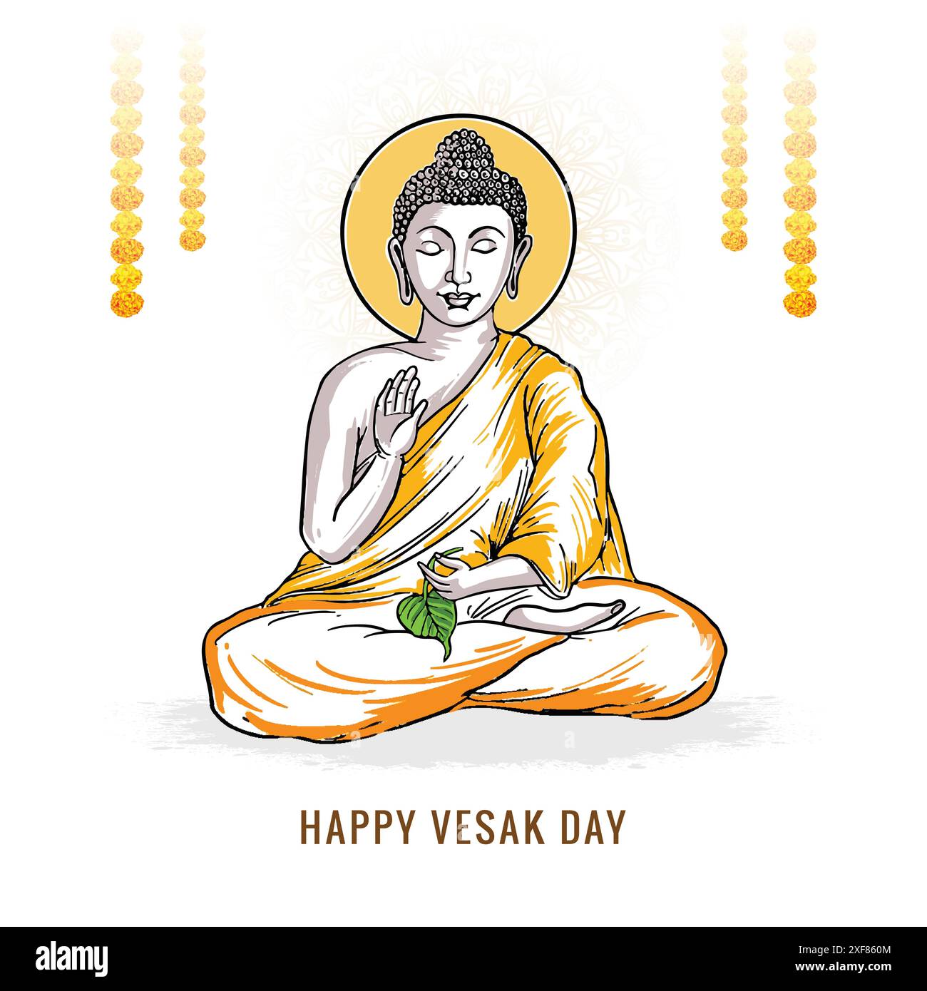 Vesak day traditional budha sketch card background Stock Vector Image ...