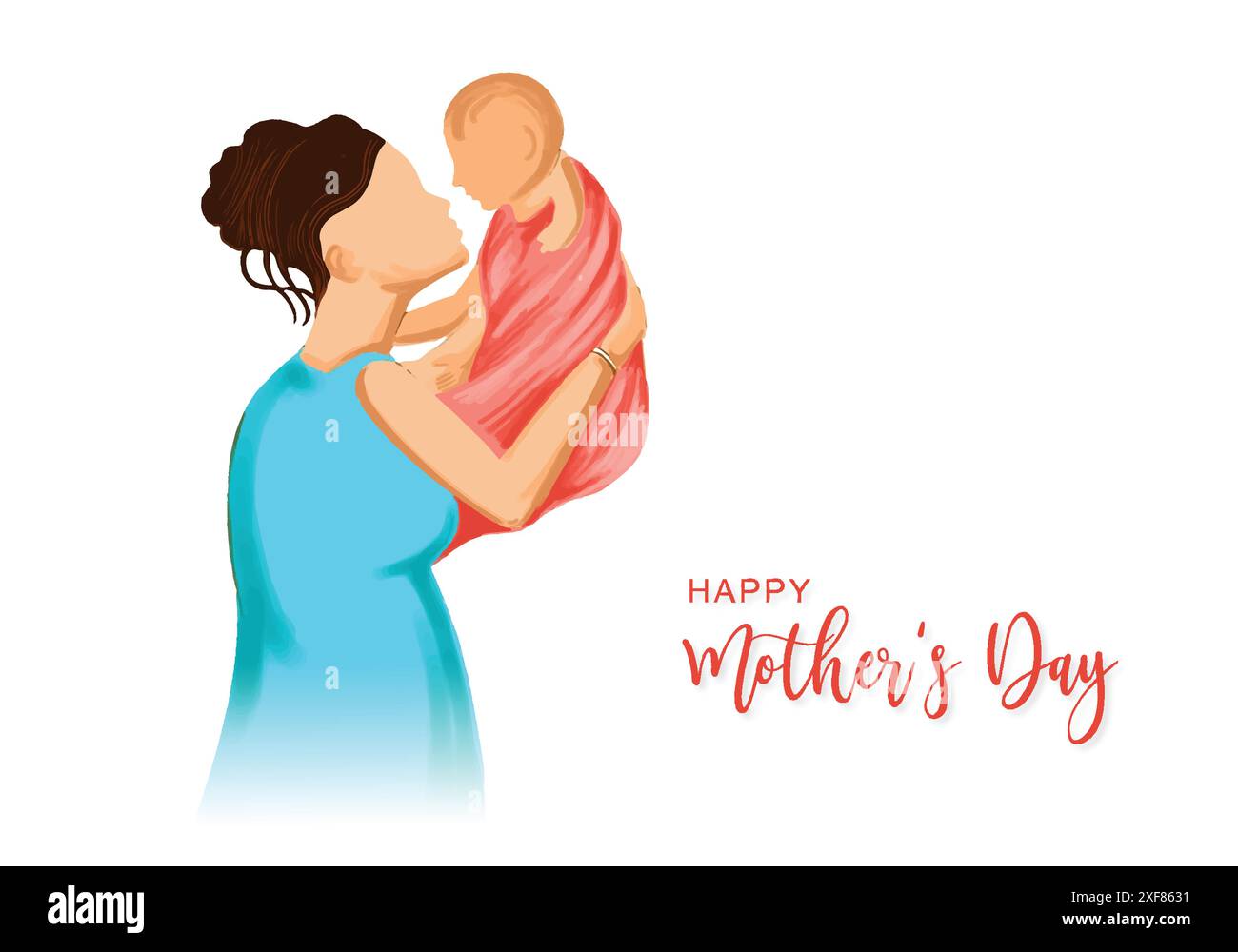 Hand draw happy mothers day mom and child love card background Stock Vector Image & Art - Alamy