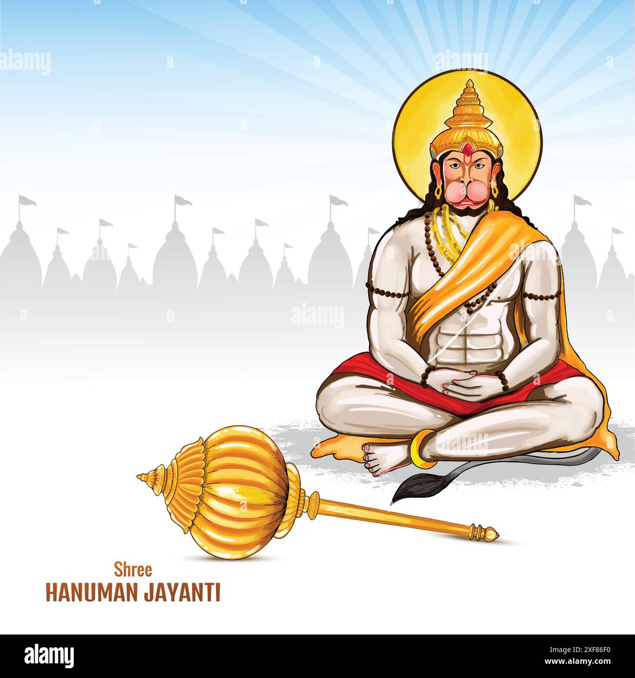 Haapy hanuman jayanti on lord hanuman celebration illustration ...