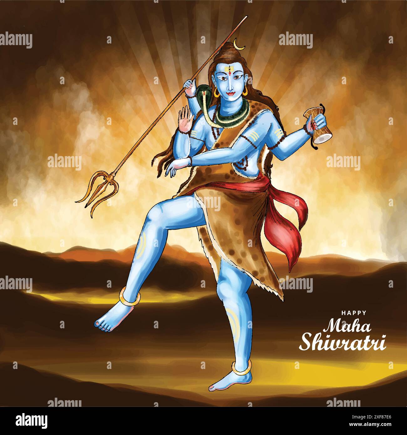 Lord shiva indian god of hindu for shivratri card background Stock ...