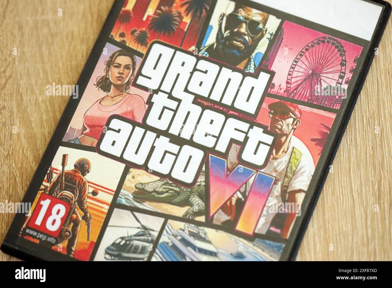 KYIV, UKRAINE - JUNE 26, 2024 Grand Theft Auto 6 PS5 video game disc ...