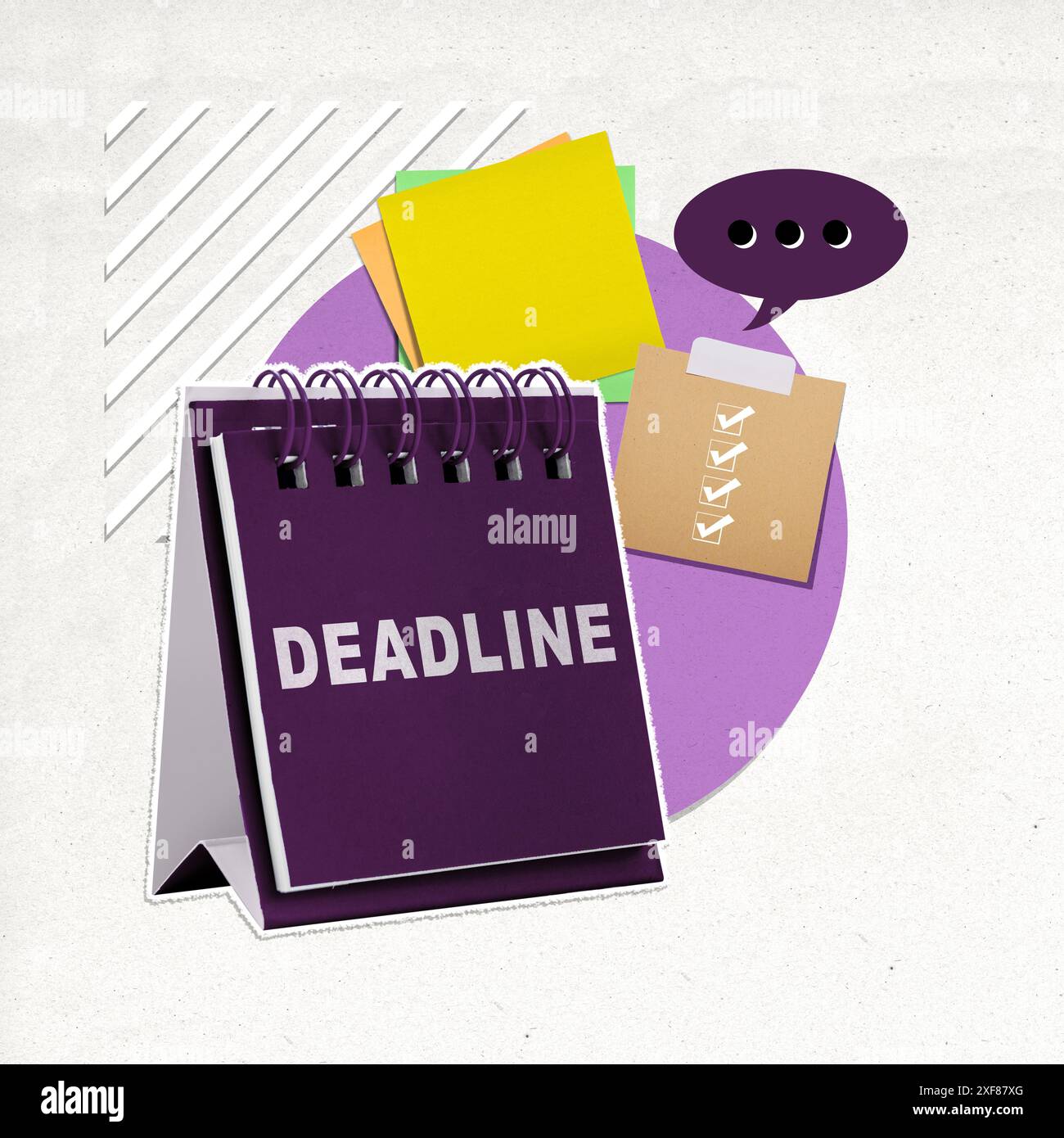 Calendar with deadline text with a checkmark list on a colored ...