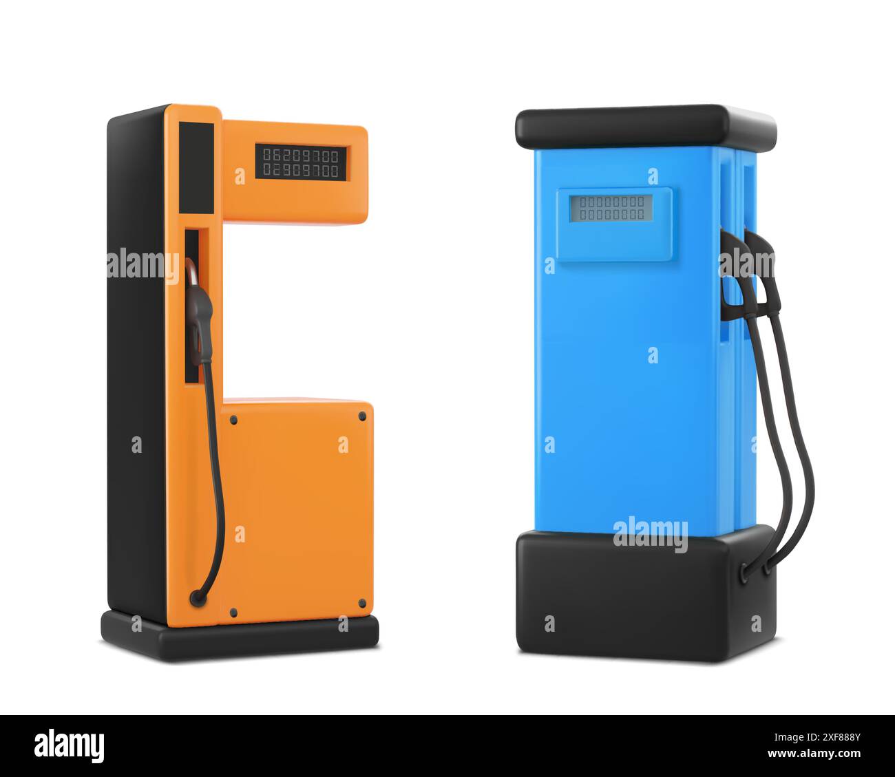 Gas station pumps set isolated on white background. Vector realistic ...