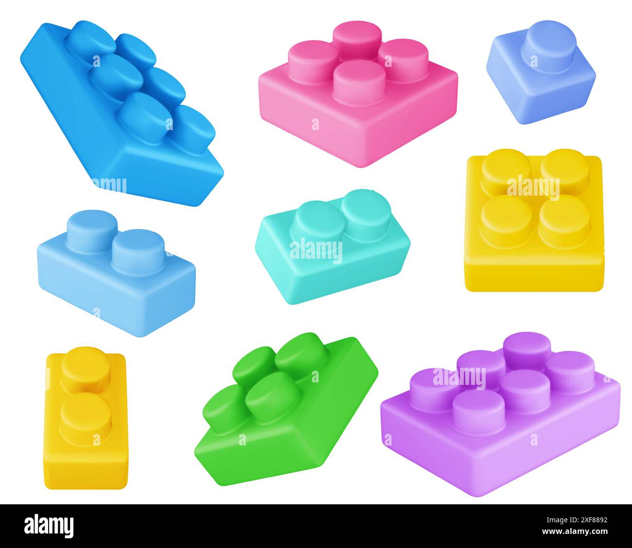 Plastic constructor bricks set isolated on white background. Vector ...