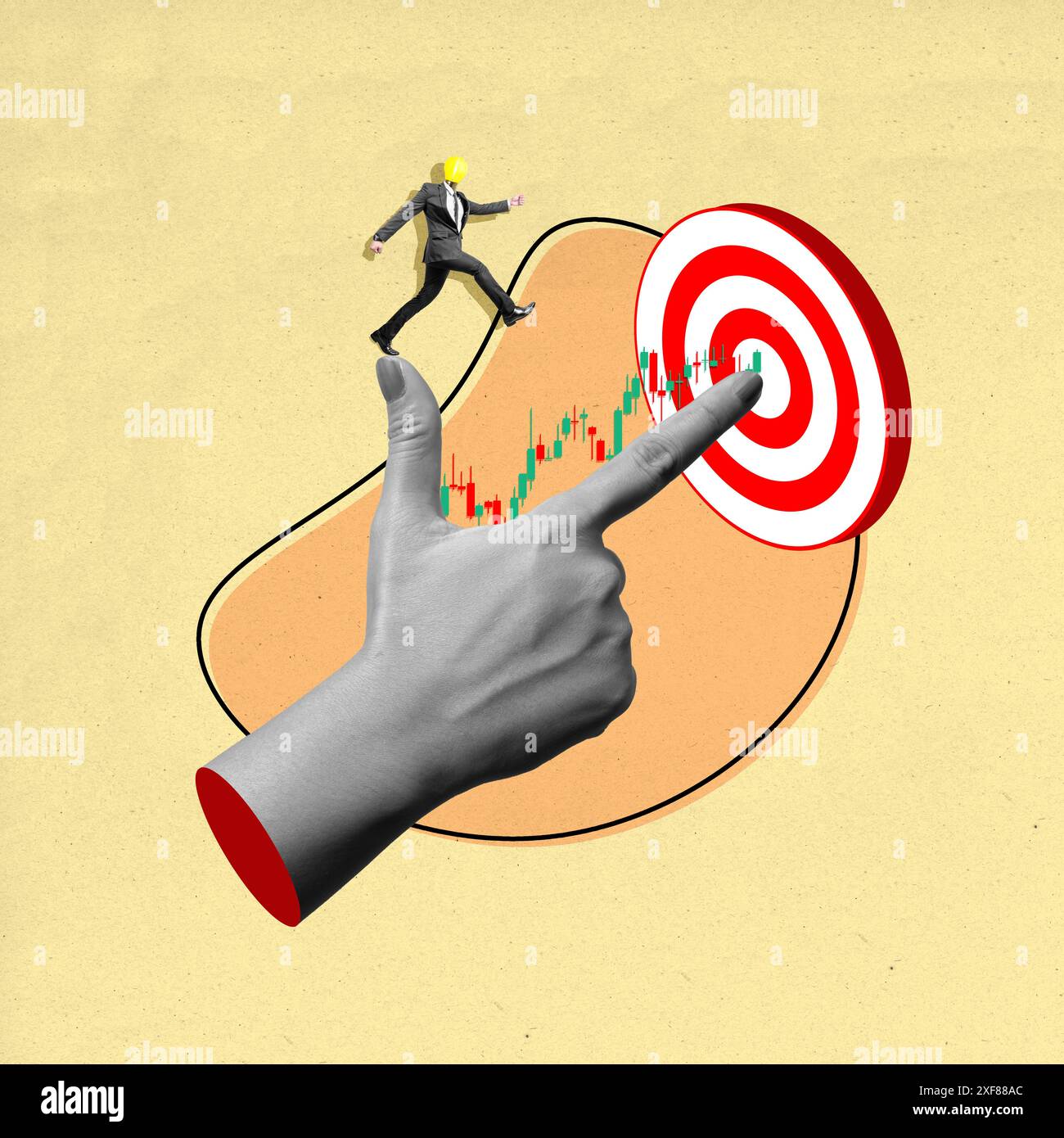 Contemporary art collage illustrating a businessman using a stock ...