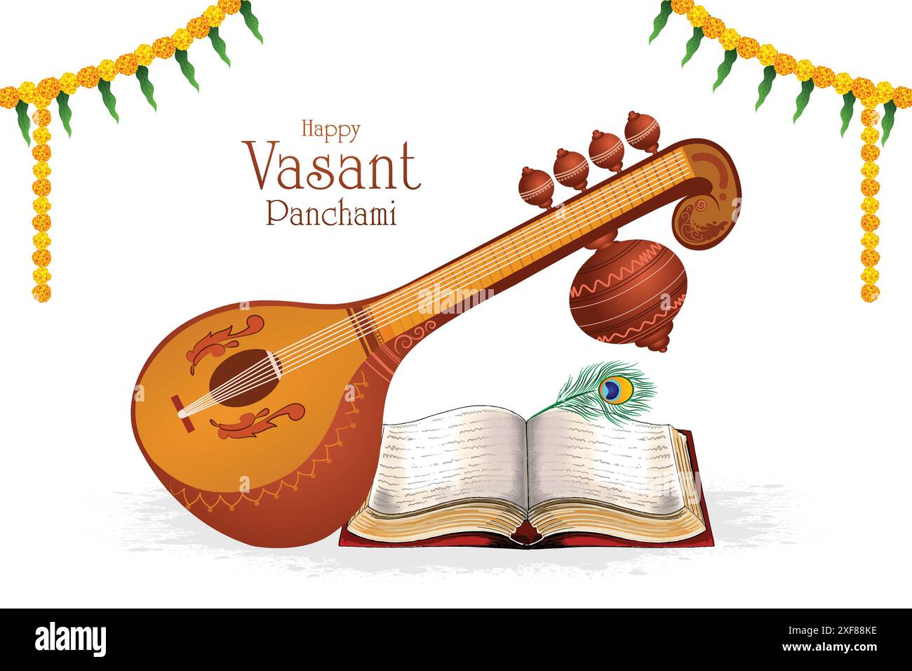 Happy vasant panchami traditional indian festival card design Stock ...