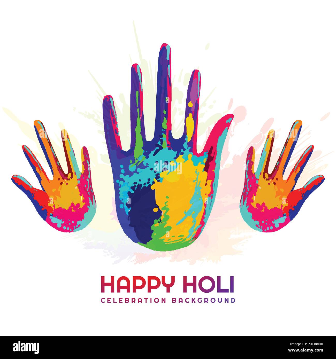 Holi festival with colorful handprint card background Stock Vector ...