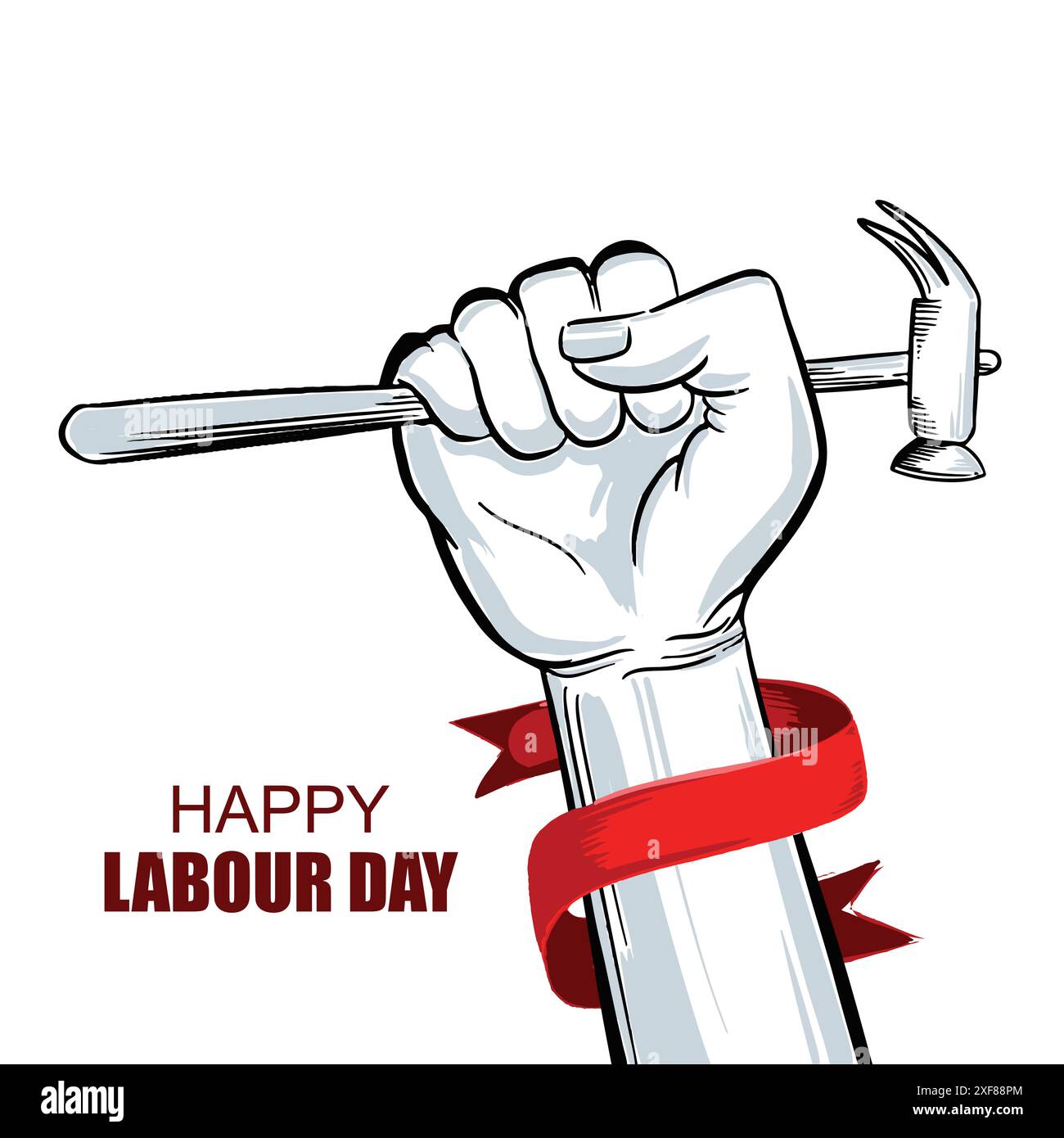 Illustration of labor day concept with man holding hammer Stock Vector ...