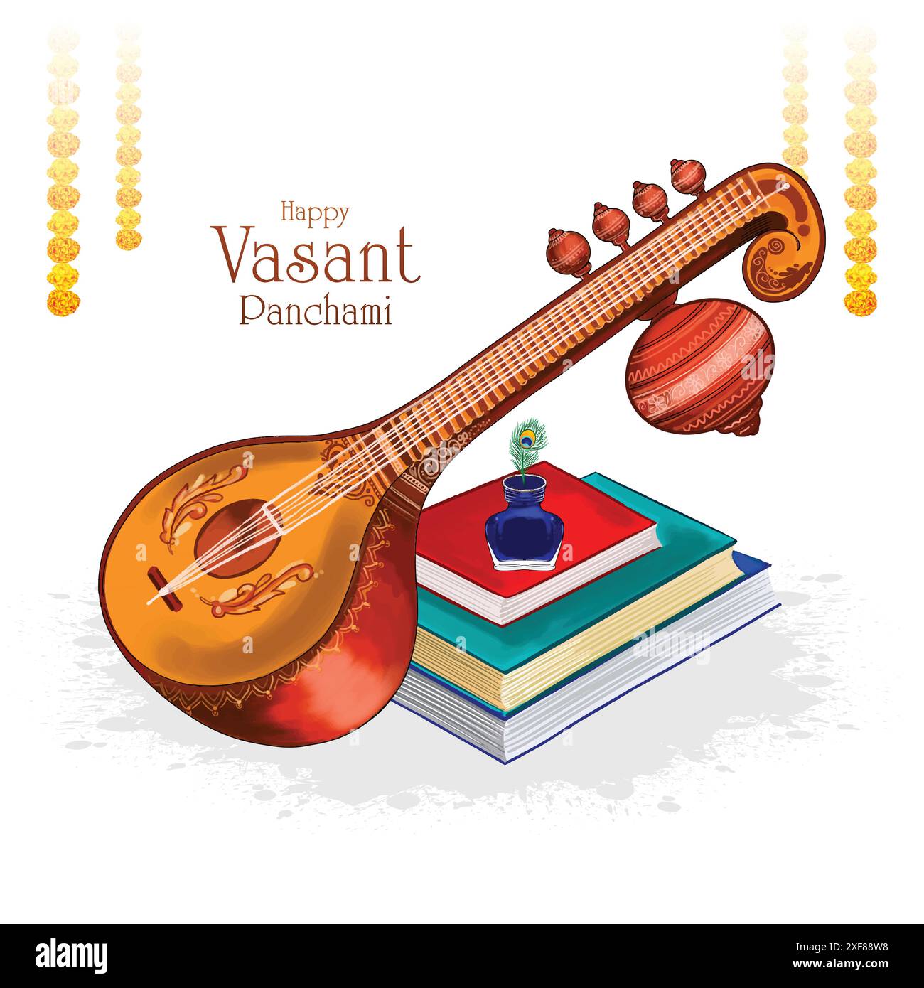 Happy vasant panchami celebration card background Stock Vector Image ...